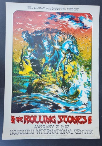 Rolling Stones Poster 1973 Hawaii By David Singer BGP Fillmore Bill ...