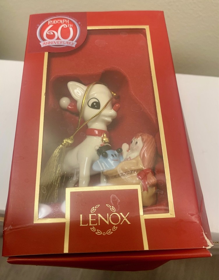 Lenox Rudolph the Red-Nosed Reindeer Delivering Toys Ornament (Dented ...