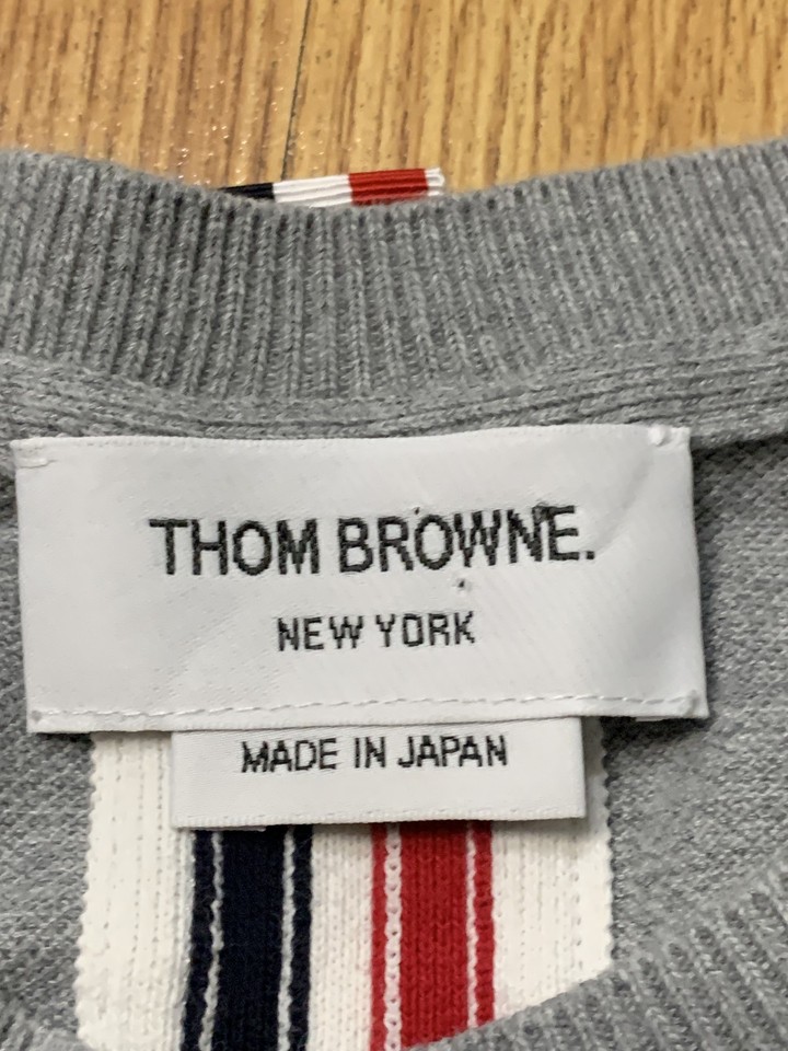 Thom Browne Shirt Mens 4 Made In Japan Tricolor Stripe Patch Crewneck ...