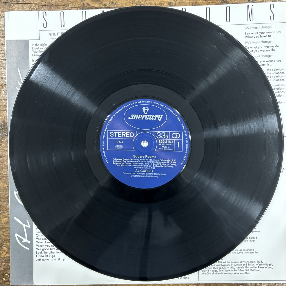 LP Al Corley - Square Rooms - 822 316-1 West Germany 1984 GEMA LC 0268 ...