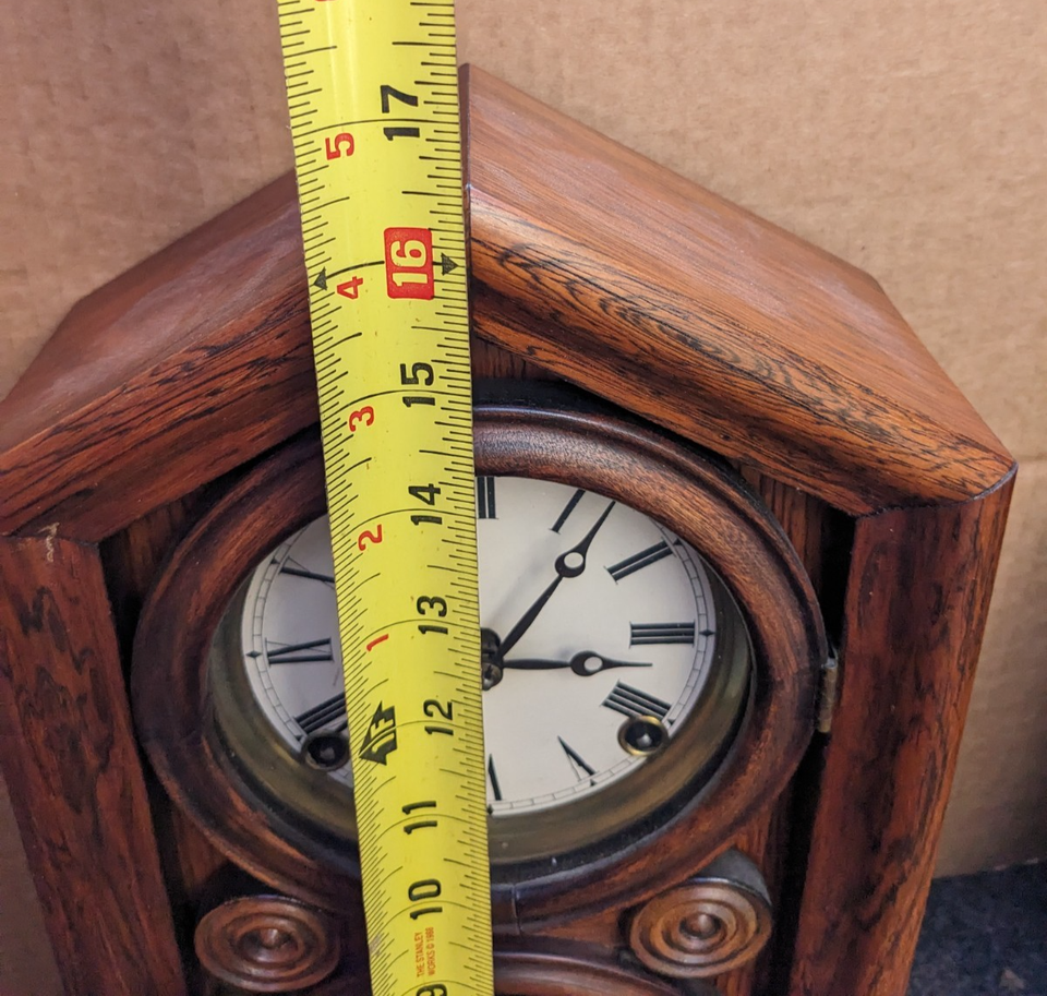 1871 Antique USA E. Ingraham Double Glass Key Wound Strike Clock walnut ...