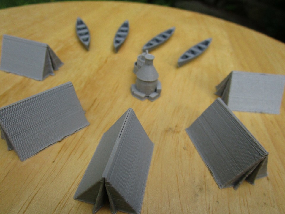 " HO " SCALE " MOONSHINER'S CAMP " STILL, TENTS, CANOES L@@K 3D PRINTED ...