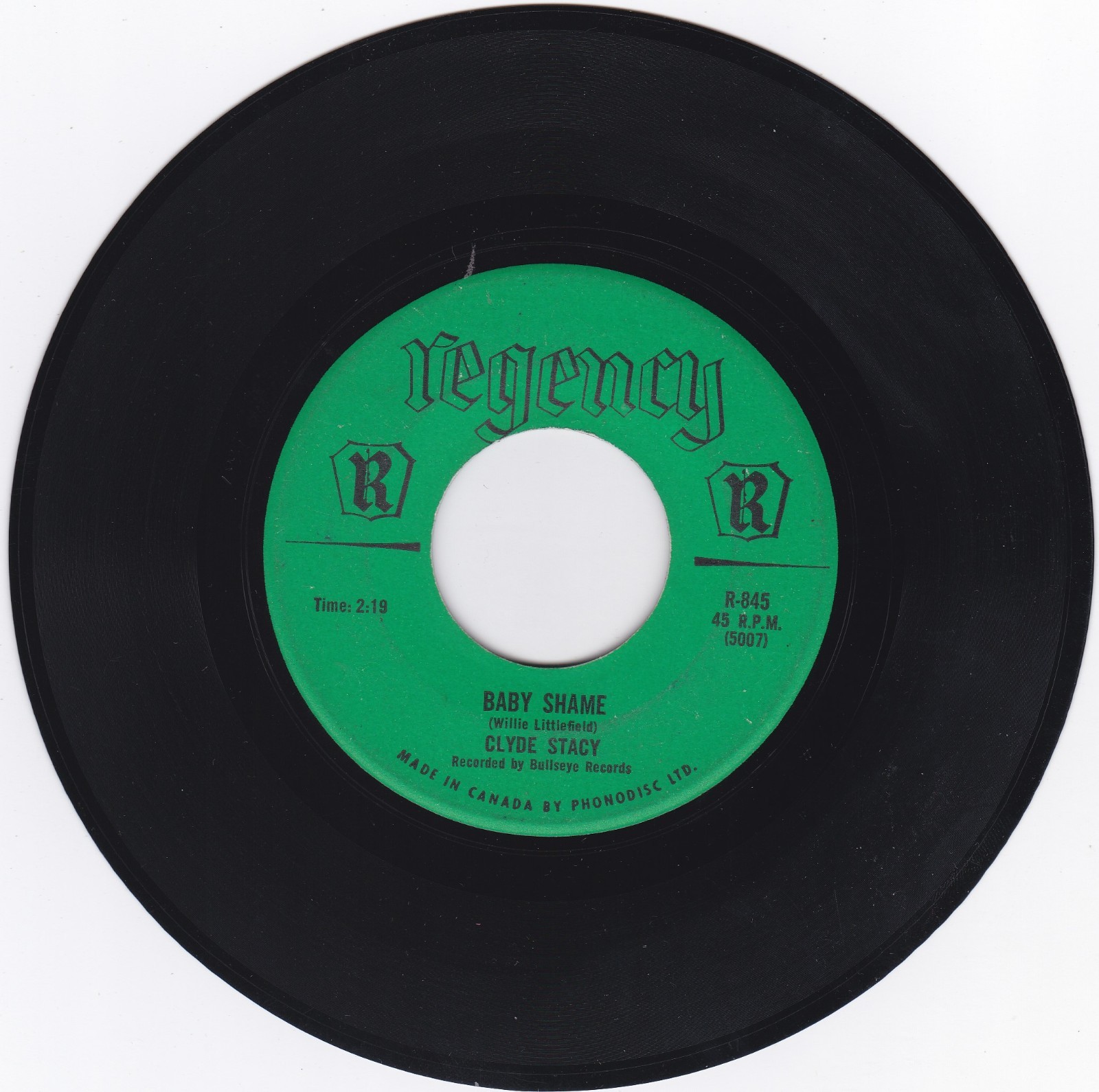 ROCKABILLY 45RPM - CLYDE STACY ON REGENCY - RARE CANADIAN PRESS ...