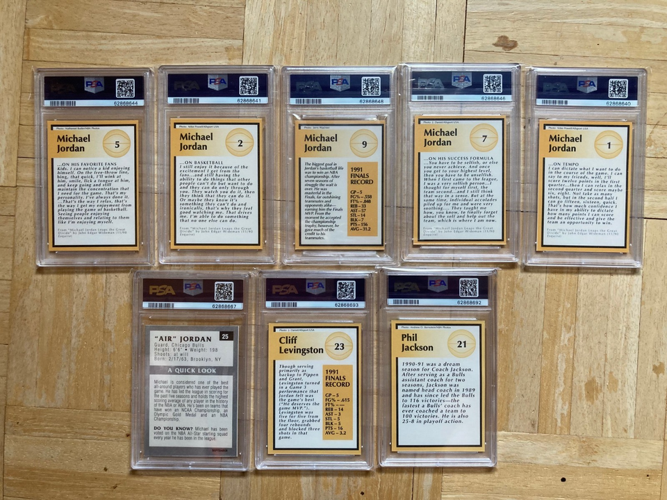 MICHAEL JORDAN 1991 Tuff Stuff Jr 8 Card PSA Lot Ranges from PSA 3 to ...