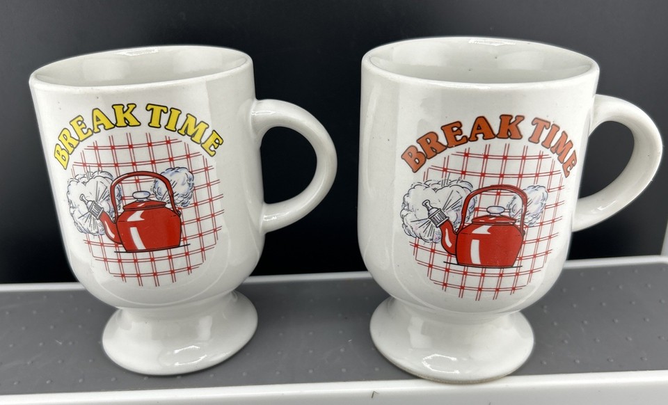 6 Vintage1980s Let’s Break & Break Time Stoneware Mugs / Cups 1980’s ...