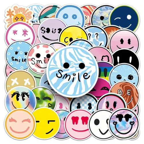 50pc Cute Colorful Smiley Face Sticker Decal Lot For Scrapbook, Laptop ...