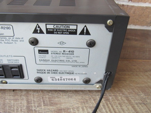 VINTAGE BLACK SANSUI R-410 AM/FM STEREO RECEIVER AMPLIFIER PHONO INPUT ...