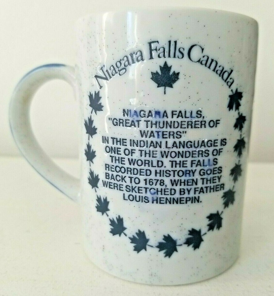Niagara Falls Canada Souvenir Coffee Mug Off White Blue Embossed Giftcraft Japan | eBay