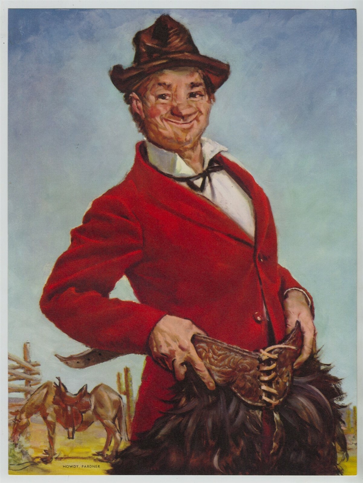 Vintage Gay Philosopher Hobo as Cowboy Wooly Chaps Print "Howdy ...