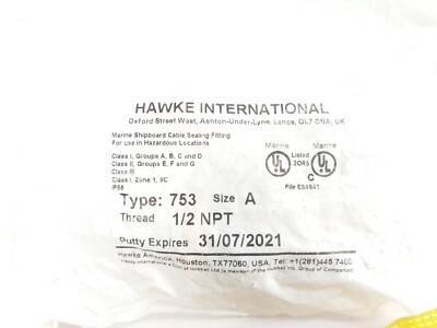 Hawke International 753 Size A 1/2" NPT Cable Gland | eBay UK