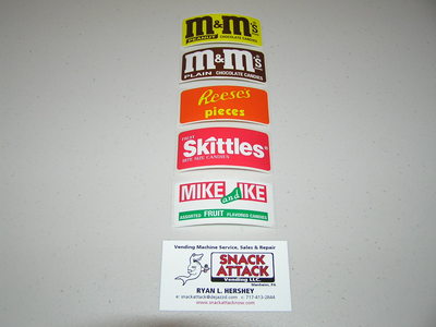 VENDSTAR 3000 BULK CANDY VENDING MACHINE / (5) RECTANGULAR CANDY LABEL ...