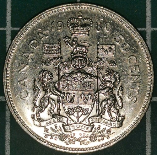 1980 Canadian 50 Cent Coin Nickel Queen Elizabeth II | eBay