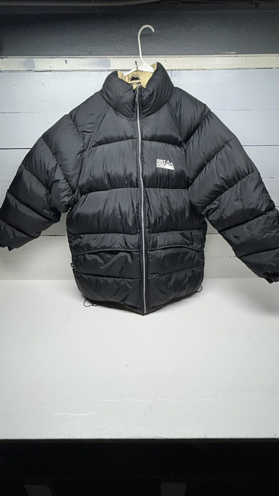 First Down USA Down Puffer XL Jacket Black Beige Win… - Gem