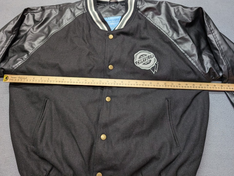 Vintage Y2K Chrysler Spellout Embroidered Faux Leather Varsity Jacket ...