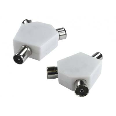 1x 2 Way TV AERIAL ADAPTER COAX COAXIAL SPLITTER Y ADAPTOR ARIEL DUAL ...