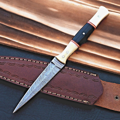 CUSTOM MADE HAND FORGED DAMASCUS STEEL BLADE HUNTING BOOT KNIFE 2722 | eBay