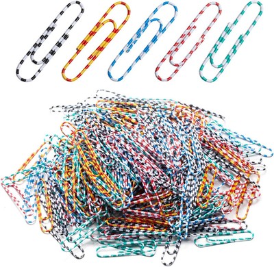 2 Inch Jumbo Paper Clips, 300Pcs Large PaperClips, Large, Stripe Color ...