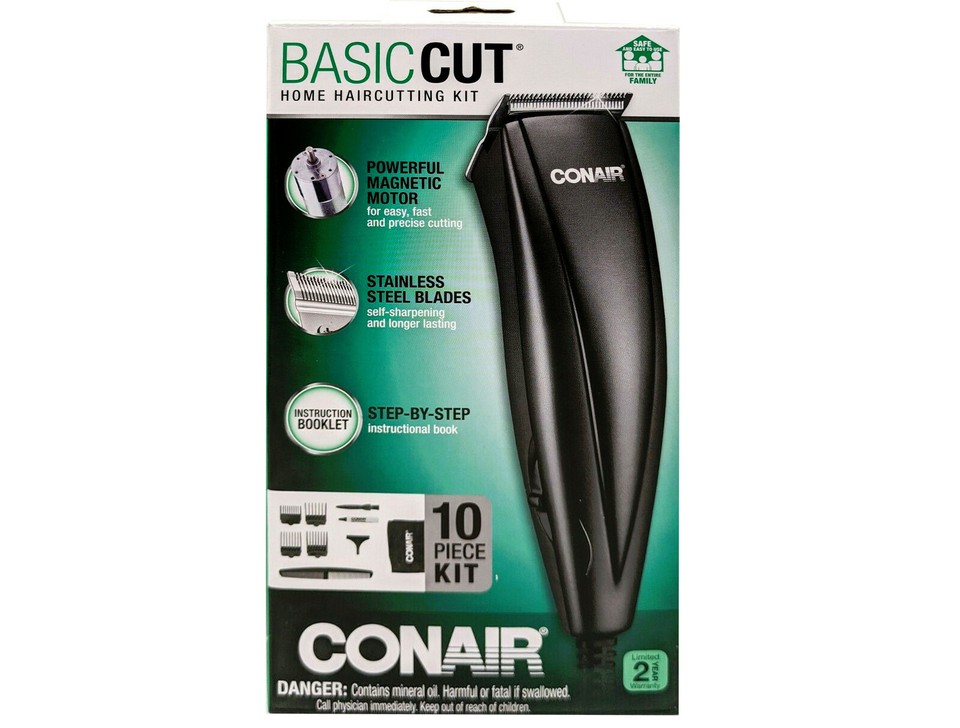 CONAIR Black 10 Piece Corded Men Hair Clipper Grooming Trimmer ...