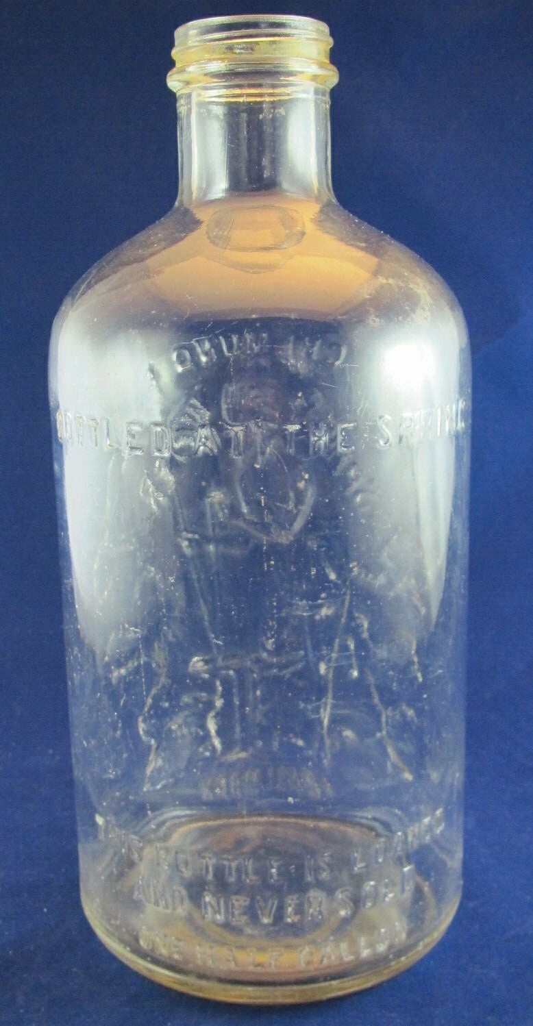 Original Vintage Chemung Spring Water Bottle- NY- Embossed- Indian- 64 ...