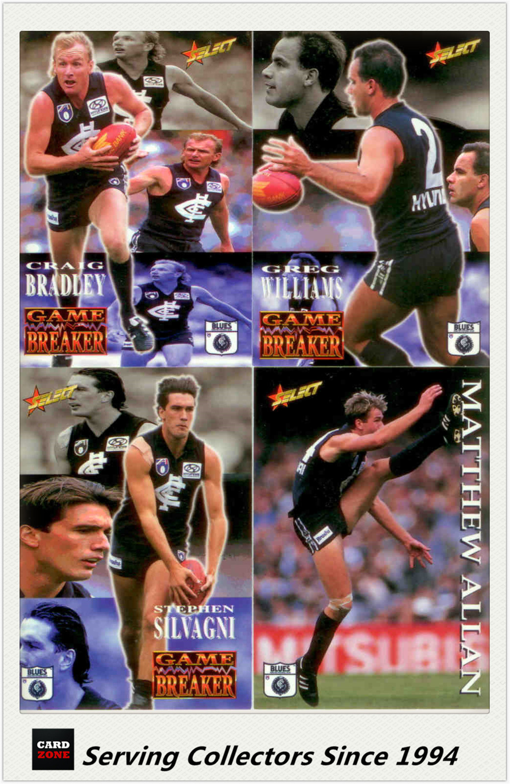 1995 Select AFL Trading Card Series 2 Base Card Team Set Carlton (11 ...