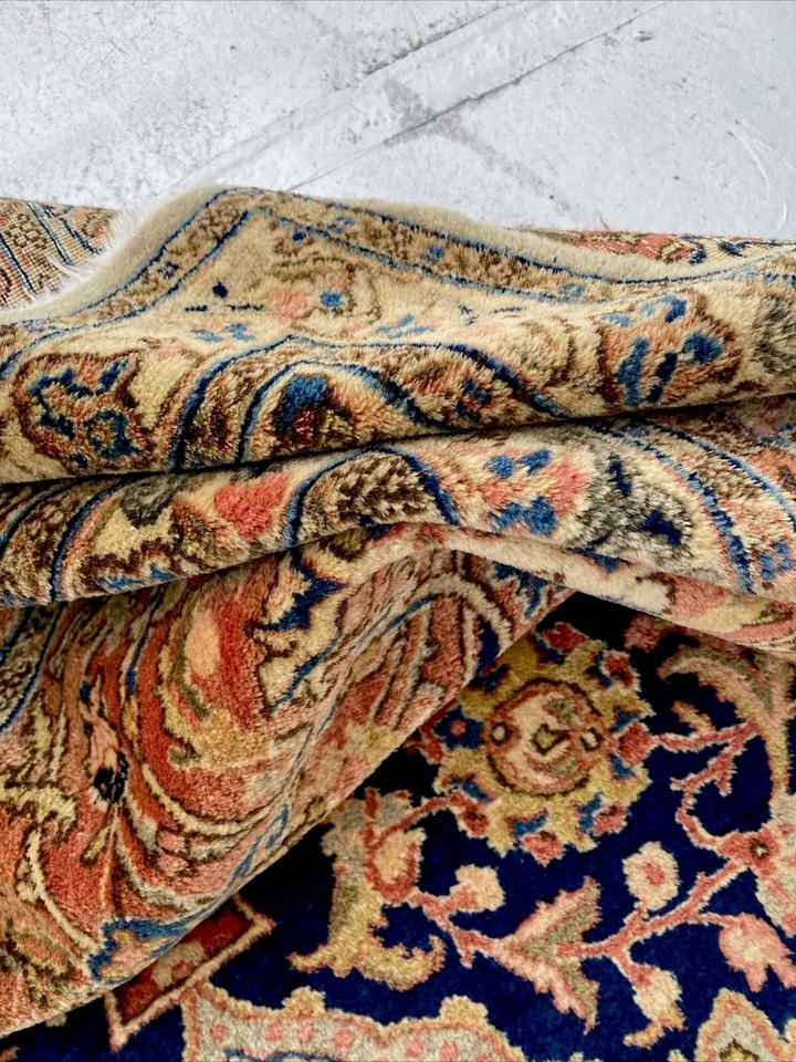 Antique 8 X 11 Tabreez Carpet Rug Fine Weave Navy Blue Rust Gold Sage ...