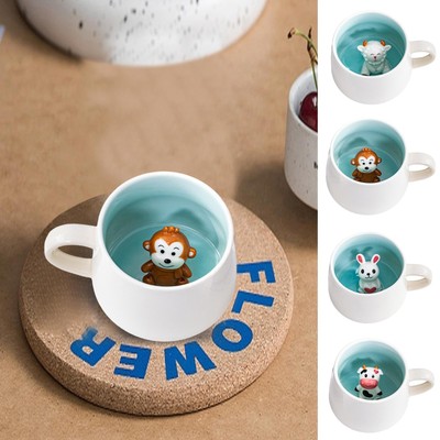 Figurine Ceramic Cup Coffee Mug with Animal Figurine Inside Cartoon ...