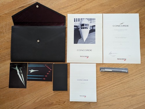 CONCORDE British Airways FLIGHT FOLDER FOLIO STATIONARY Certificate ...