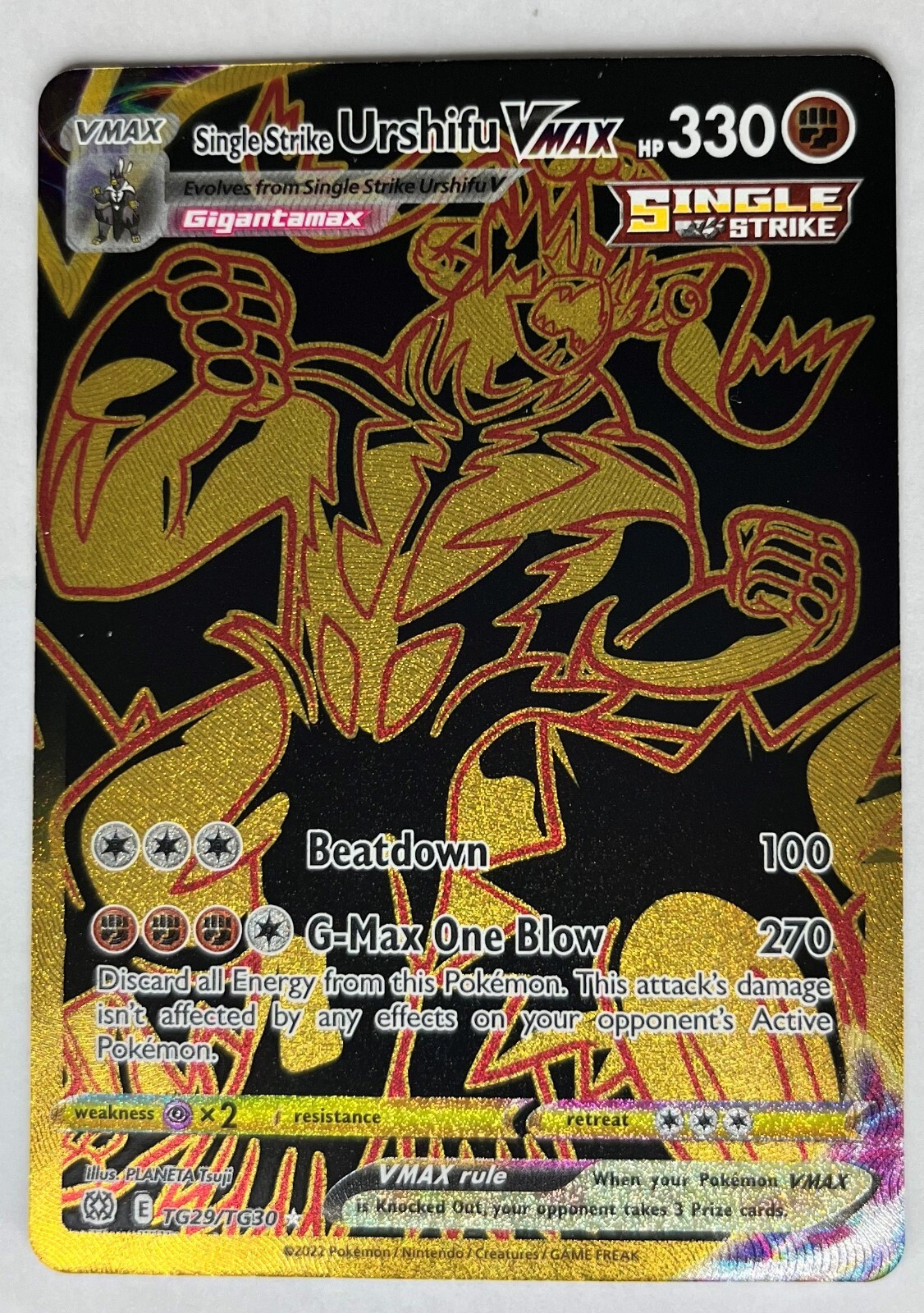 Pokemon Single Strike Urshifu VMAX TG29/TG30 Brilliant Stars Gold ...