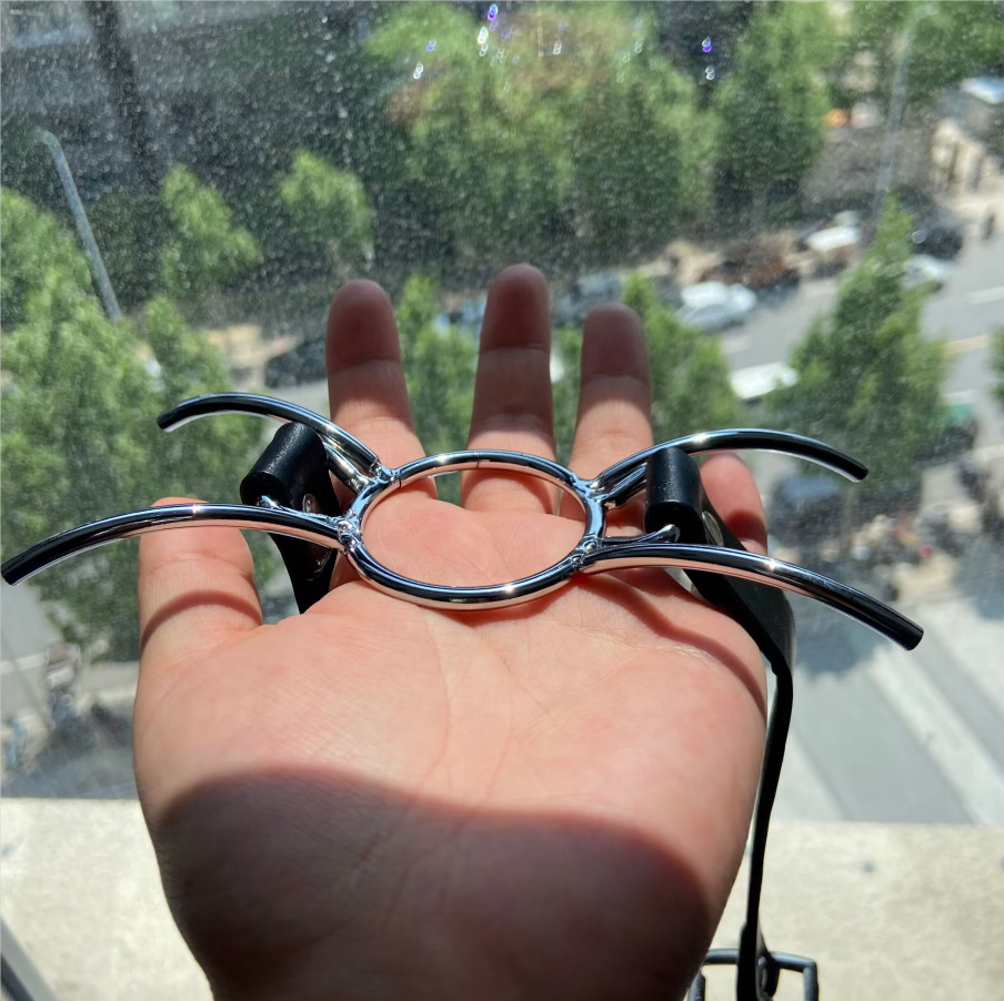 Silver Spider Gag Large Open Mouth Gag O Ring Leather Harness ...