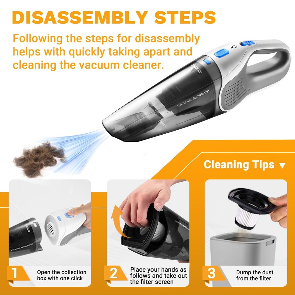 Cordless Handheld Portable Vacuum Cleaner, Small Rechargeable with ...