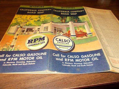 1940 Calso Wyoming Vintage Road Map / Nice Gas Station Art on Cover | eBay