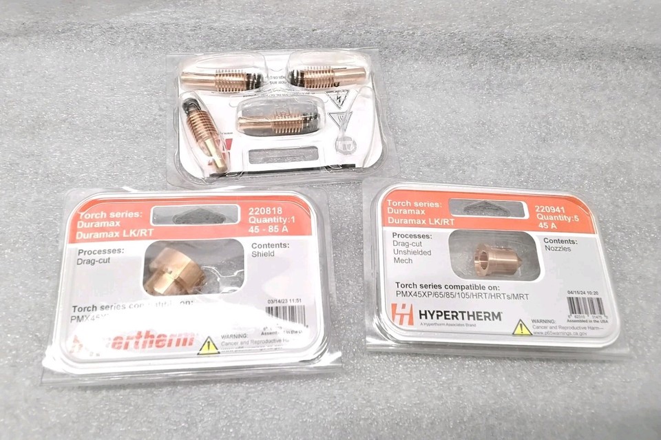 NEW Genuine Hypertherm Electrode set of 3 220842, 22018, 220941 DURAMAX ...