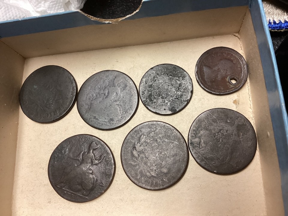 Old Colonial Copper Coins Lot of 7 American England from 1700s | eBay