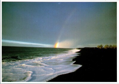 Postcard Kamoamoa Black Sand beach rain squall and rainbow Chrome | eBay