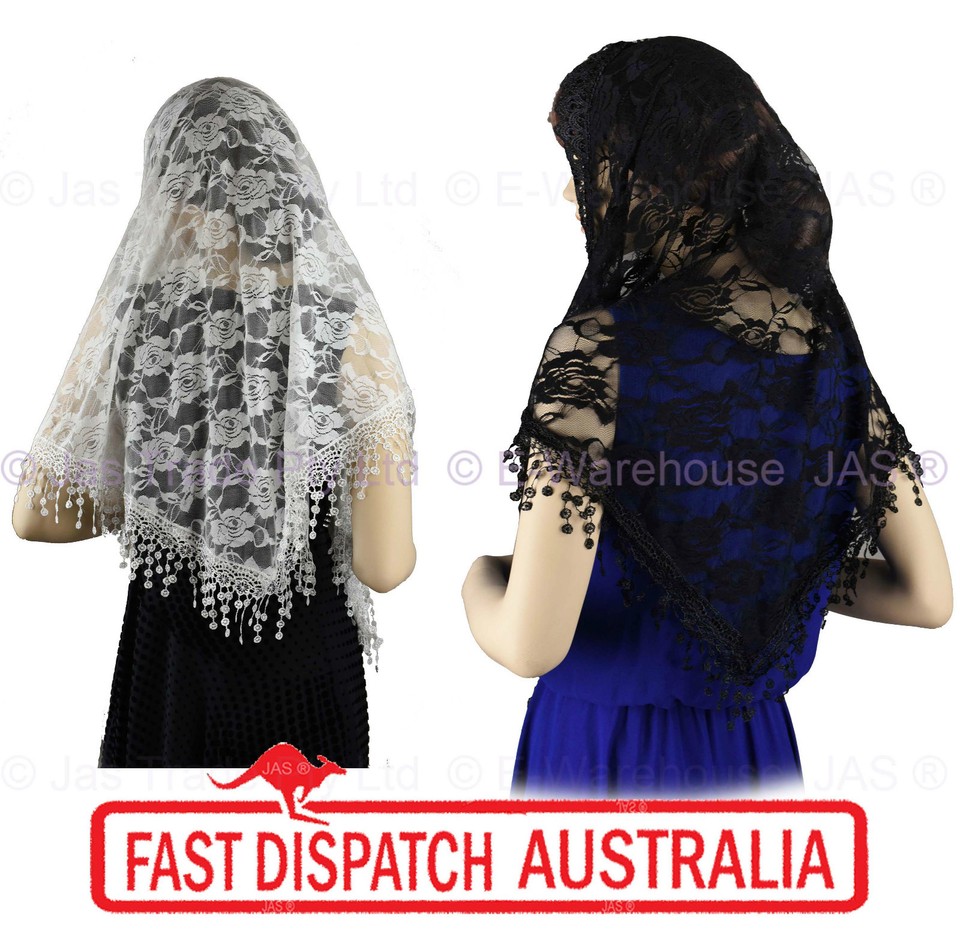 Triangle Lace Scarf Catholic Latin Mass Shawl Chapel Veil Mantilla ...