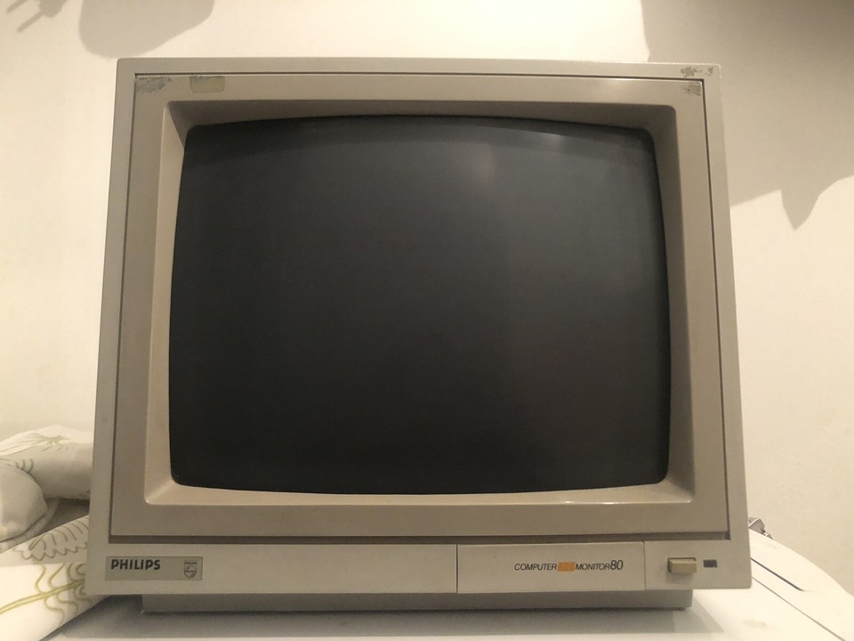 + Philips EGA CRT Monitor 80 No IBM Pc Amstrad Amiga Atari Thomson Msx ...