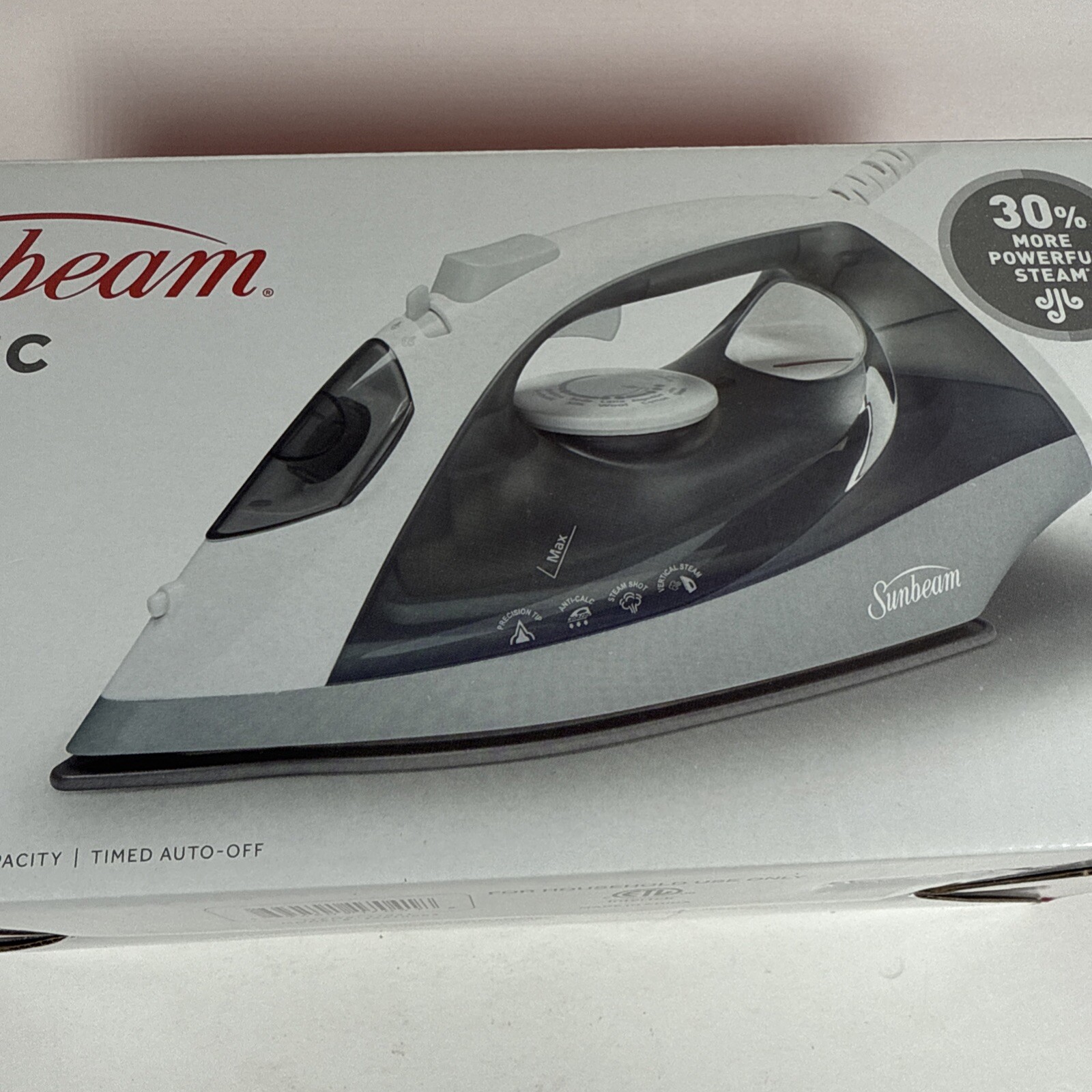 SUNBEAM CLASSIC STEAM IRON, NON-STICK PLATE W/PRECISION TIP #32610003 ...