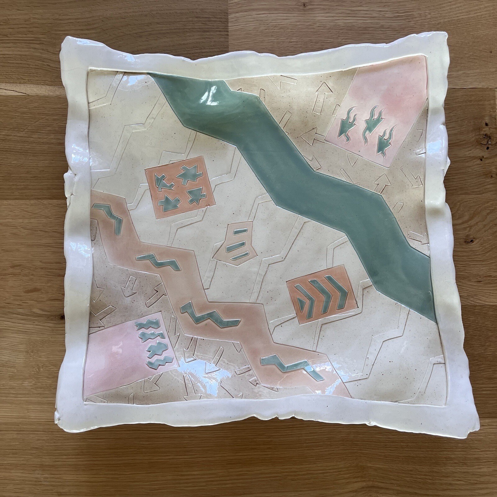 VTG Barbara Demery 1988 Southwest Abstract Ceramic Square 16" Large ...