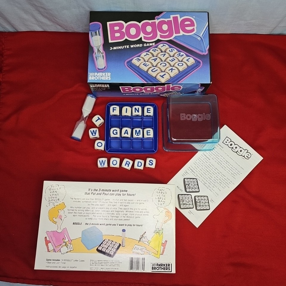 Boggle Word Game Parker Brothers VTG '92 Complete Classic Letter Cube ...