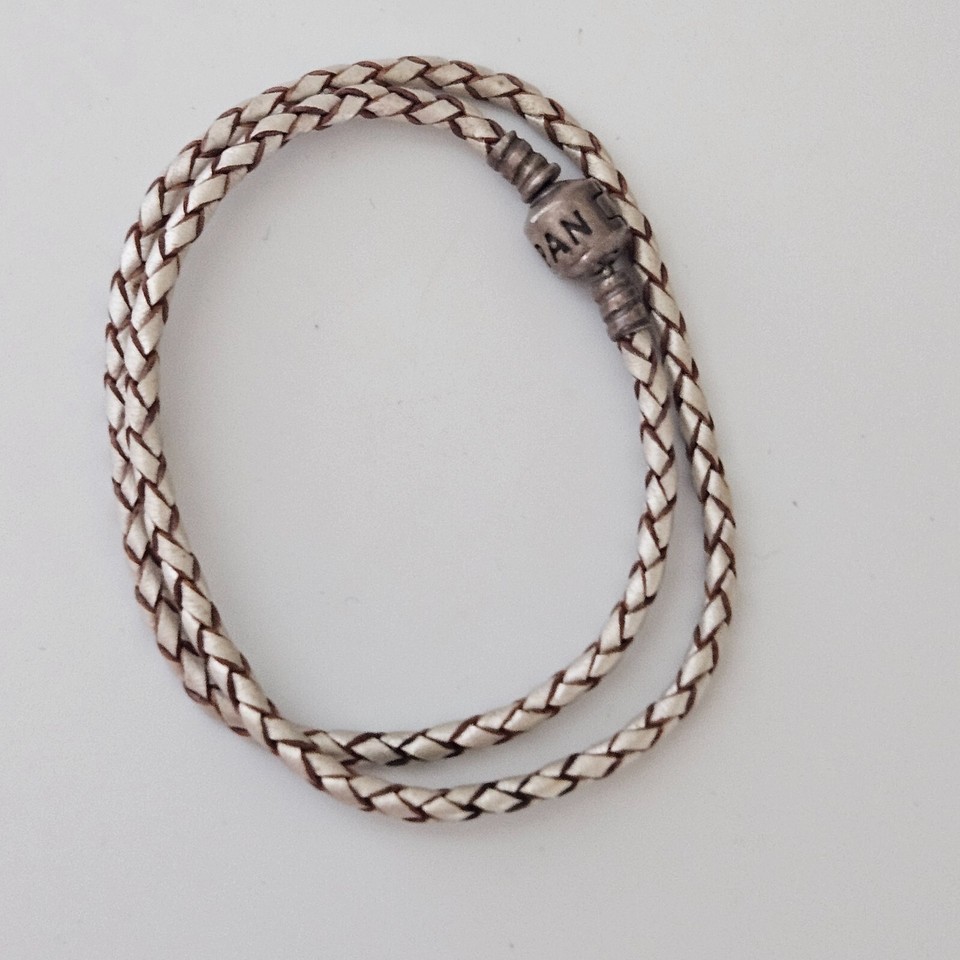 Pandora Double Braided Leather Wrap Bracelet Sterling Silver 925 ...