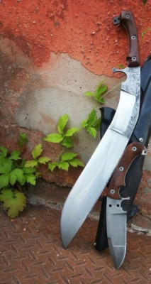 WK BEAUTIFUL CUSTOM HANDMADE 22 INCHES LONG KUKRI KNIFE WITH LEATHER ...