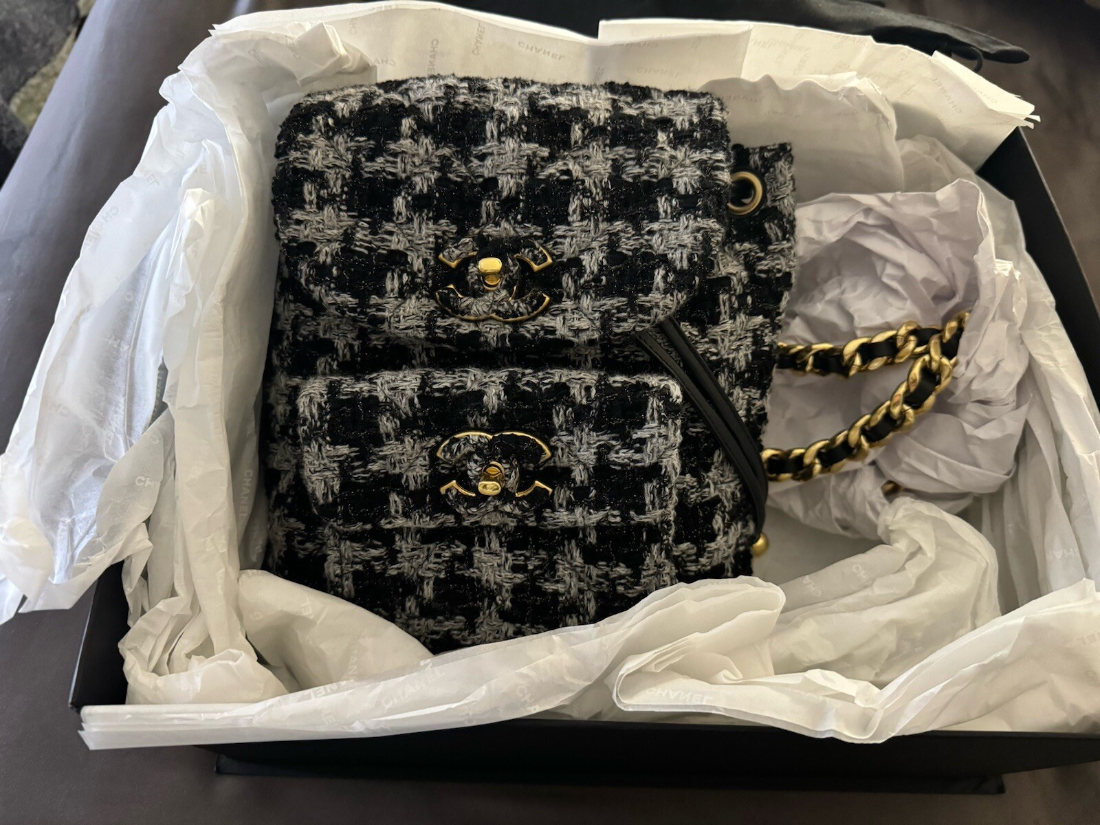 Authentic CHANEL DUMA Tweed Backpack - Gem