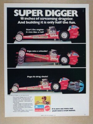 1971 Mattel Monogram Super Digger Dragster Model vintage print Ad | eBay