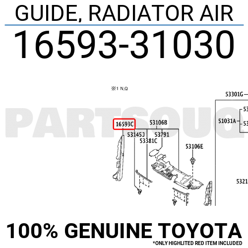 1659331030 Genuine Toyota GUIDE, RADIATOR AIR 16593-31030 | eBay