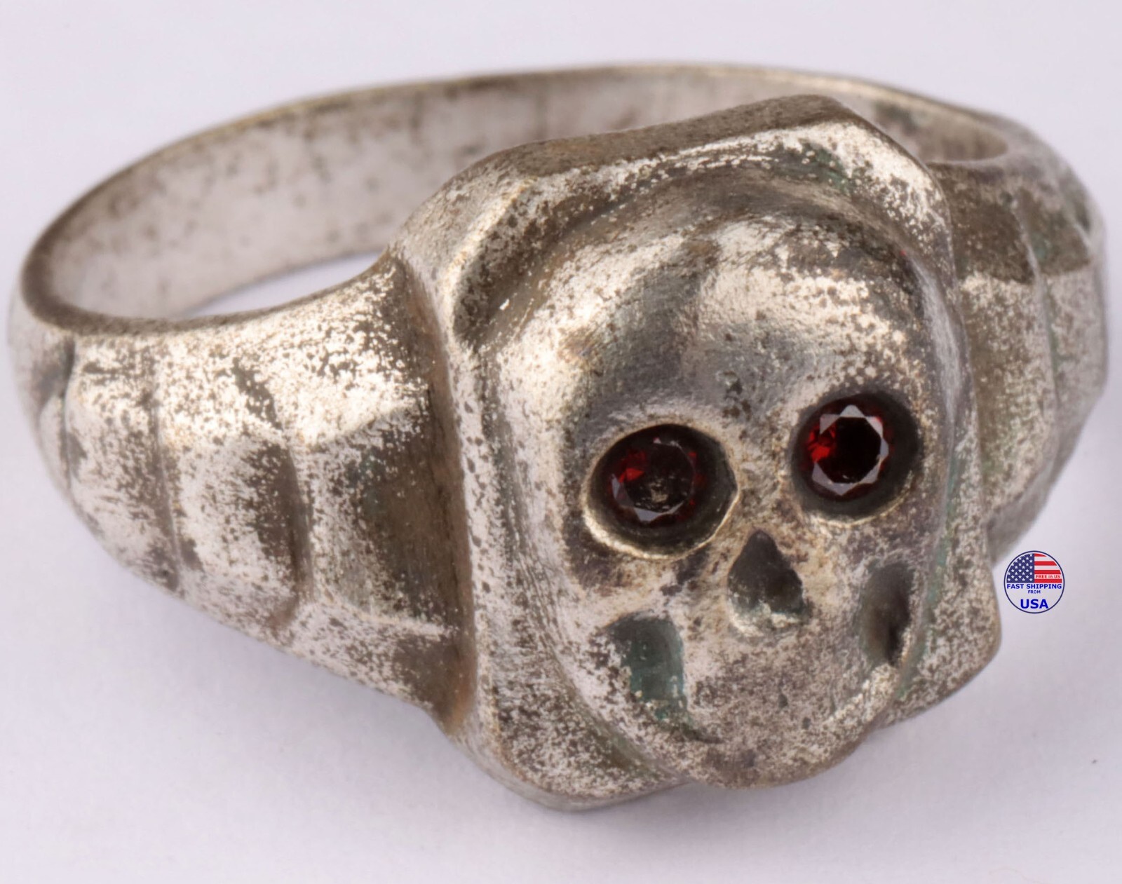 WWII Ring Skull WW2 Gothic WW1 Death head WWI Skeleto… - Gem