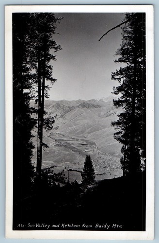 c1940's Sun Valley And Ketchum From Baldy Mountain Idaho ID RPPC Photo ...