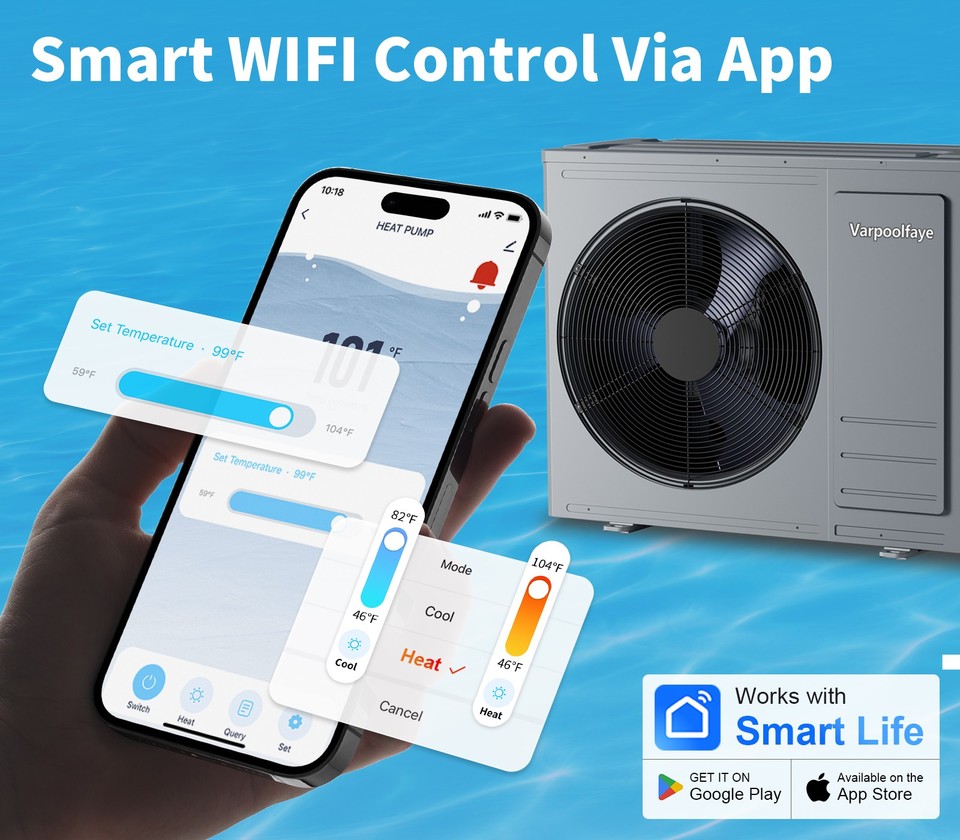 Above Ground Pool Heat Pump 35000BTU In-Ground Electric Swimming Pool ...