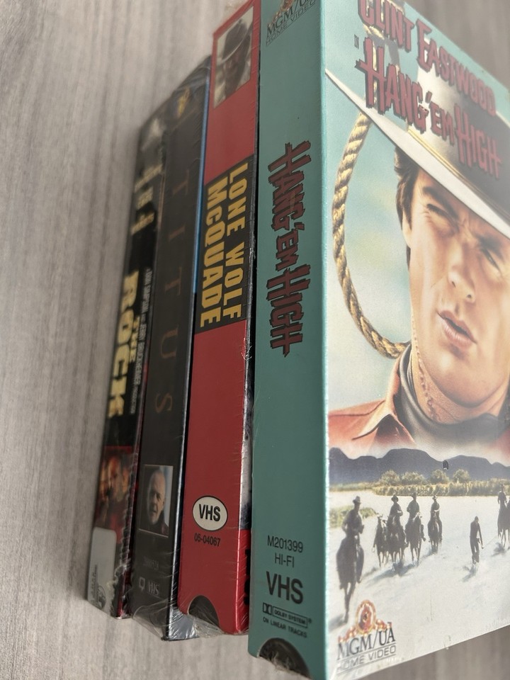 Vintage VHS Action Film Lot 4 Chuck Norris John Wayne The Rock Titus ...