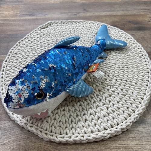 Adventure Planet Sequin Shark Plush 10" Blue Silver Stuffed Animal | eBay
