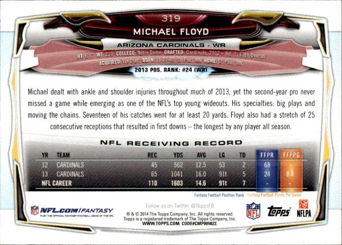 2014 Topps #319 Michael Floyd CARDINALS | eBay